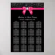 Black Sequins Hot Pink Bow Wedding Seating Chart | Zazzle
