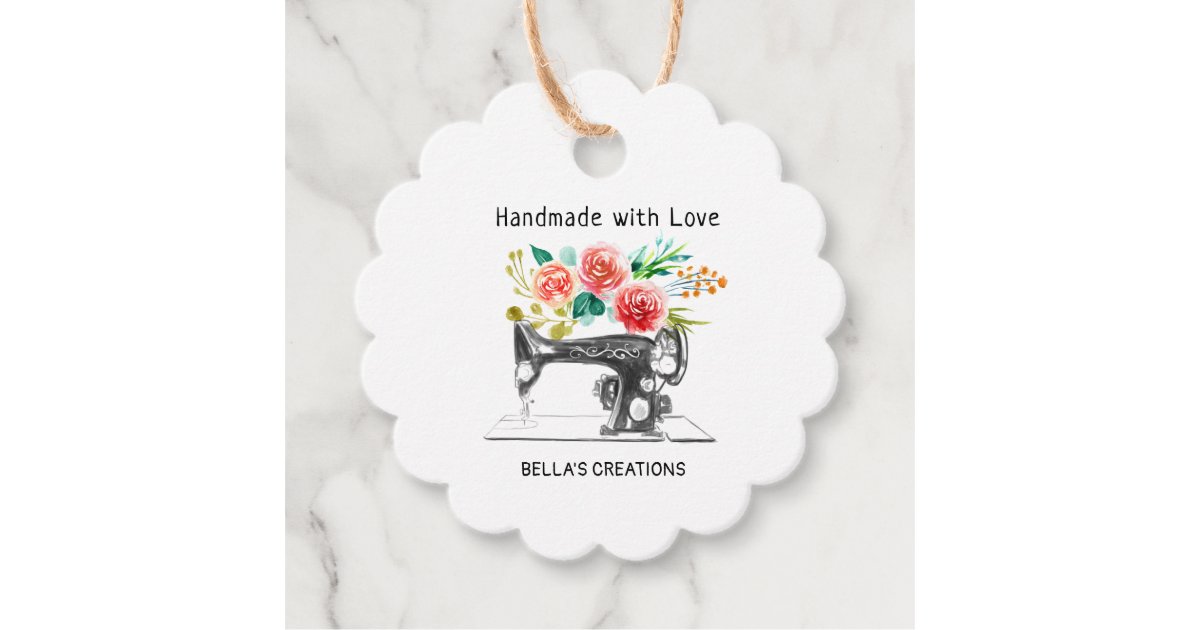 Black Sewing Machine Tailor Boutique Favor Tags | Zazzle