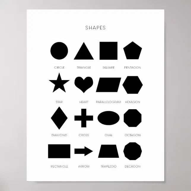 Black shape learning poster | Zazzle
