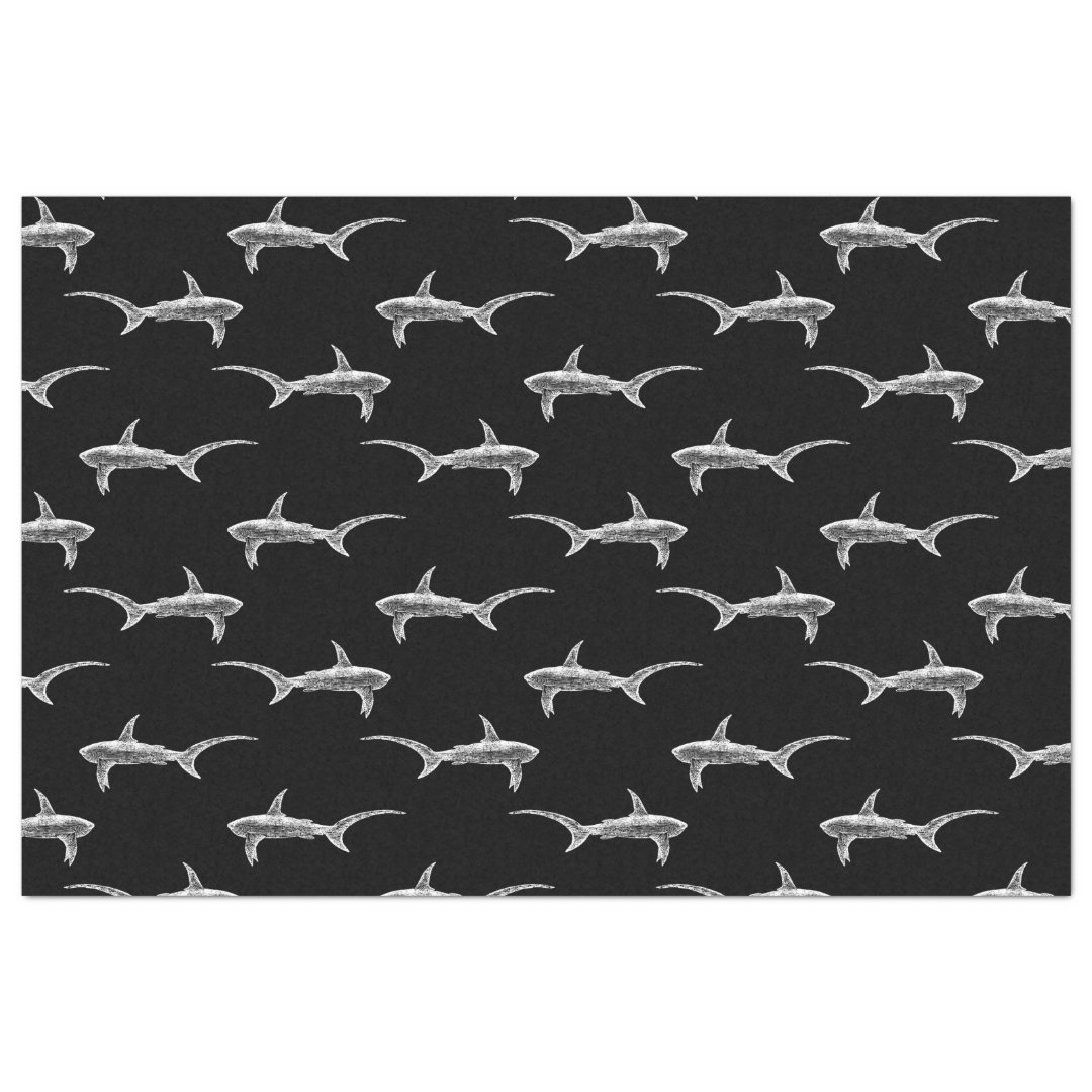 Black Sharks Design Vintage Nautical Ocean Art Tissue Paper | Zazzle