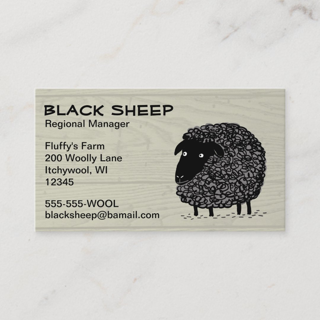 Black Sheep on Faux Wood Style Background Business Card | Zazzle