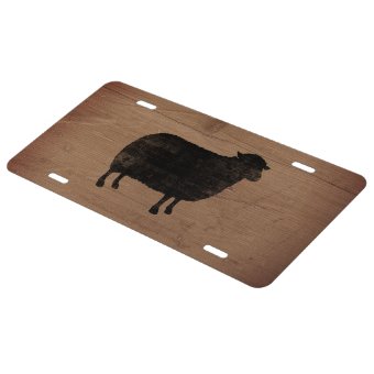 Black Sheep Silhouette Rustic Style License Plate | Zazzle