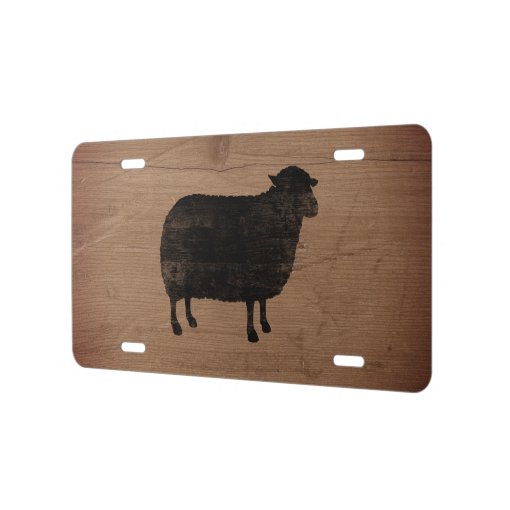 Black Sheep Silhouette Rustic Style License Plate | Zazzle