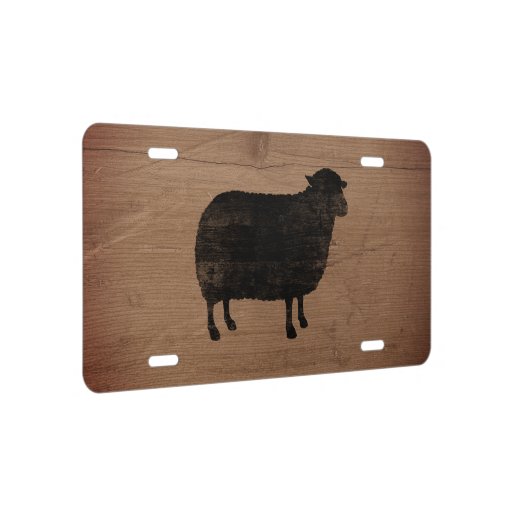 Black Sheep Silhouette Rustic Style License Plate | Zazzle