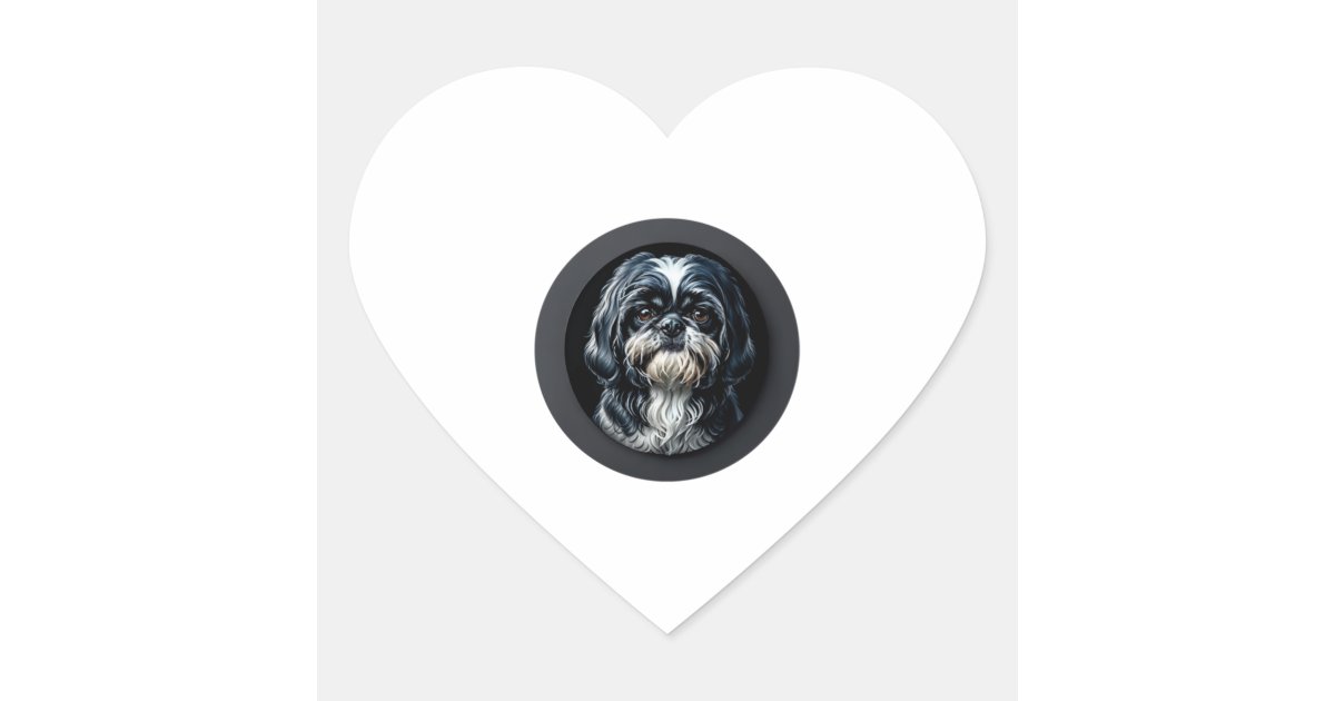 black shih tzu heart sticker | Zazzle