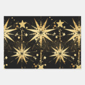 Black & Shimmering Gold Starbursts & Stardust Wrapping Paper Sheets ...