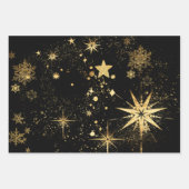 Black & Shimmering Gold Starbursts & Stardust Wrapping Paper Sheets ...