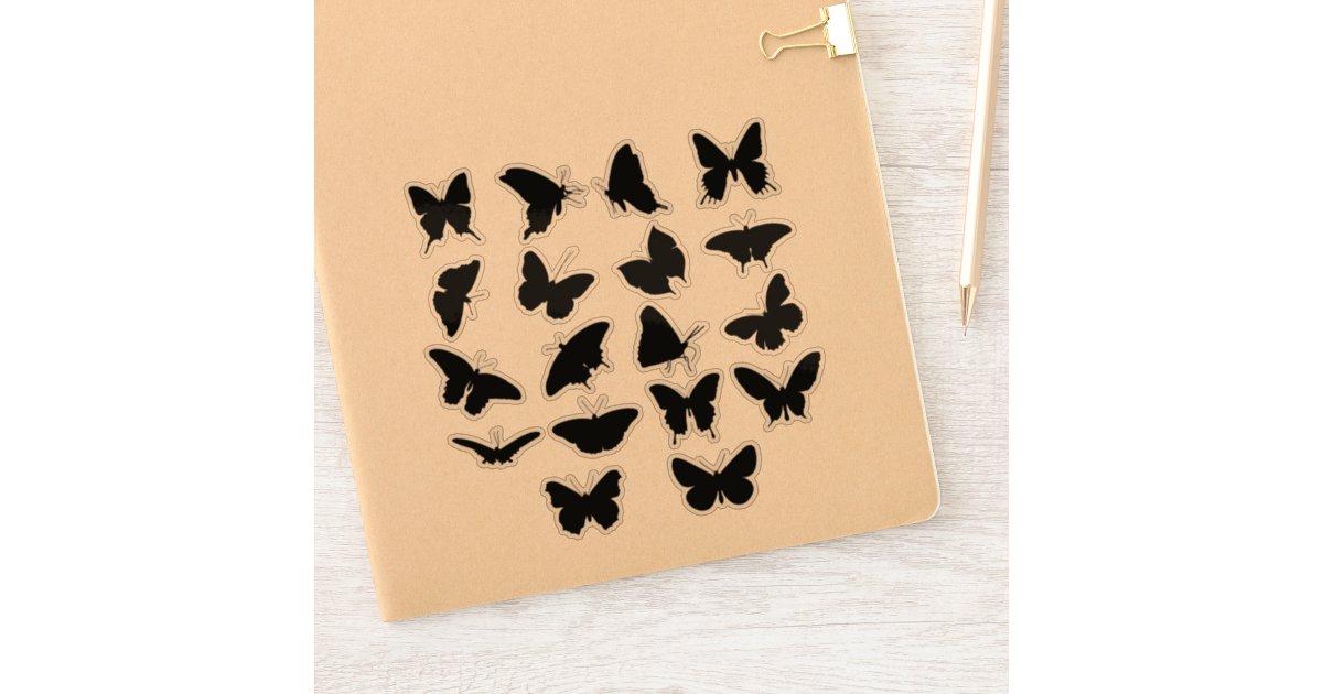 Black Silhouette BUTTERFLY sheet/18 cut-out Sticker | Zazzle