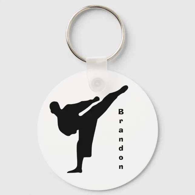 Black Silhouette Karate Keychain | Zazzle