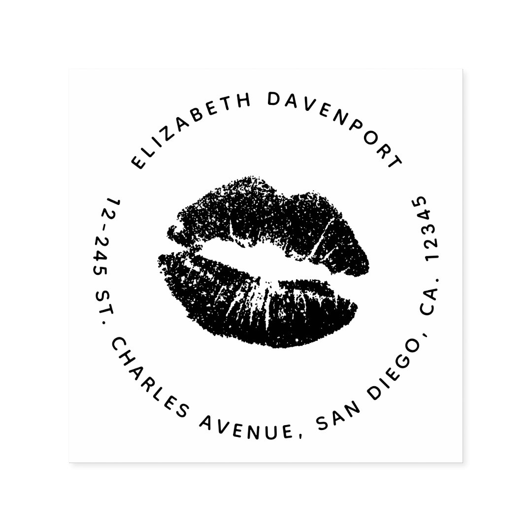 Black Silhouette Kissy Lips Self-inking Stamp | Zazzle