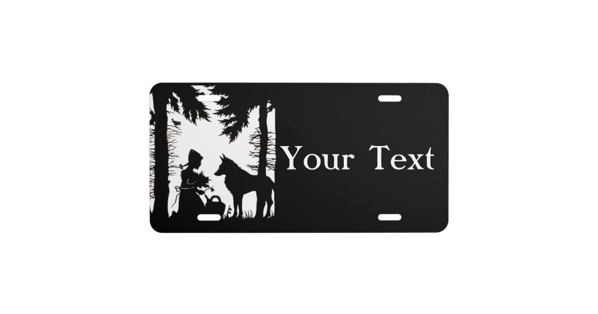 Black Silhouette Red Riding Hood Wolf Woods License Plate | Zazzle