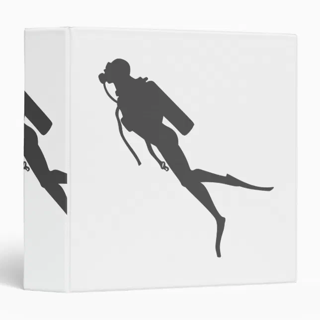 Black silhouette scuba divers 3 ring binder | Zazzle