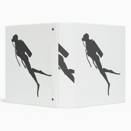Black silhouette scuba divers 3 ring binder | Zazzle