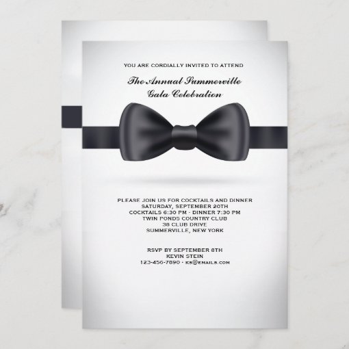 Black Silk Bow Tie Invitation | Zazzle