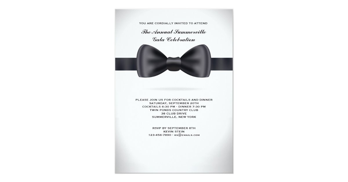 Black Silk Bow Tie Invitation | Zazzle.com