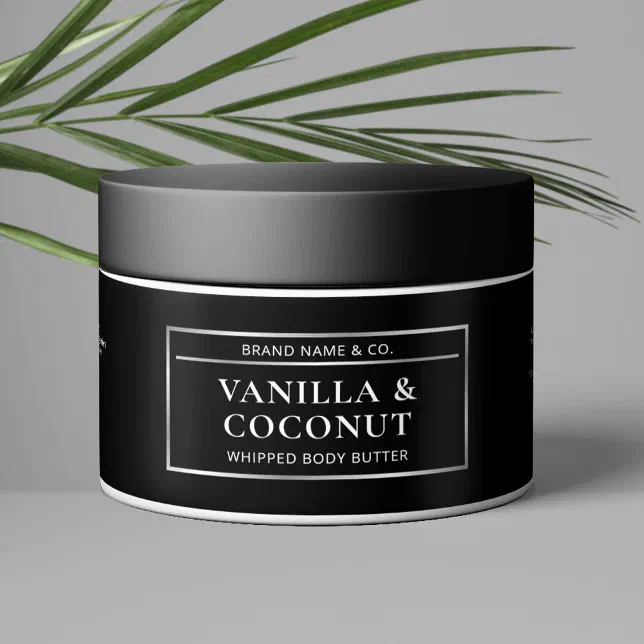Black & Silver Body Butter Jar Cosmetics Label | Zazzle