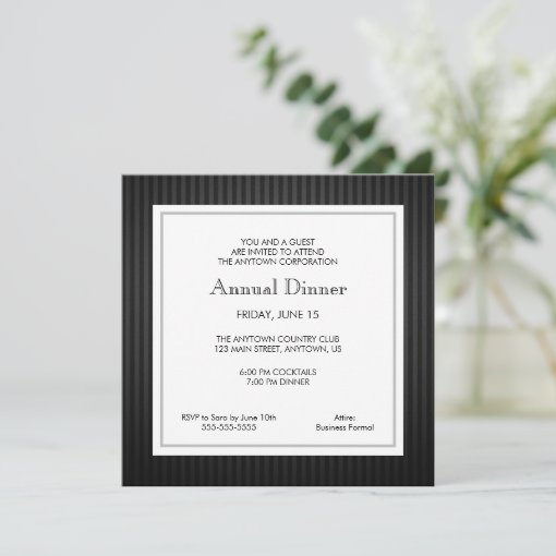 Black & Silver Business Professional Dinner Invitation | Zazzle