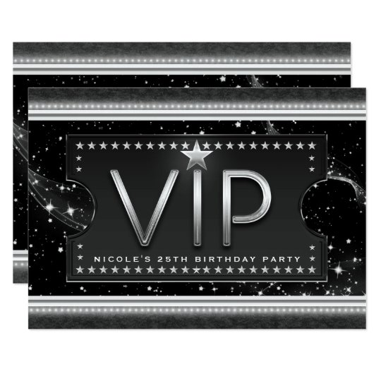 Black & Silver Chic Glam VIP Ticket Invitation | Zazzle.com