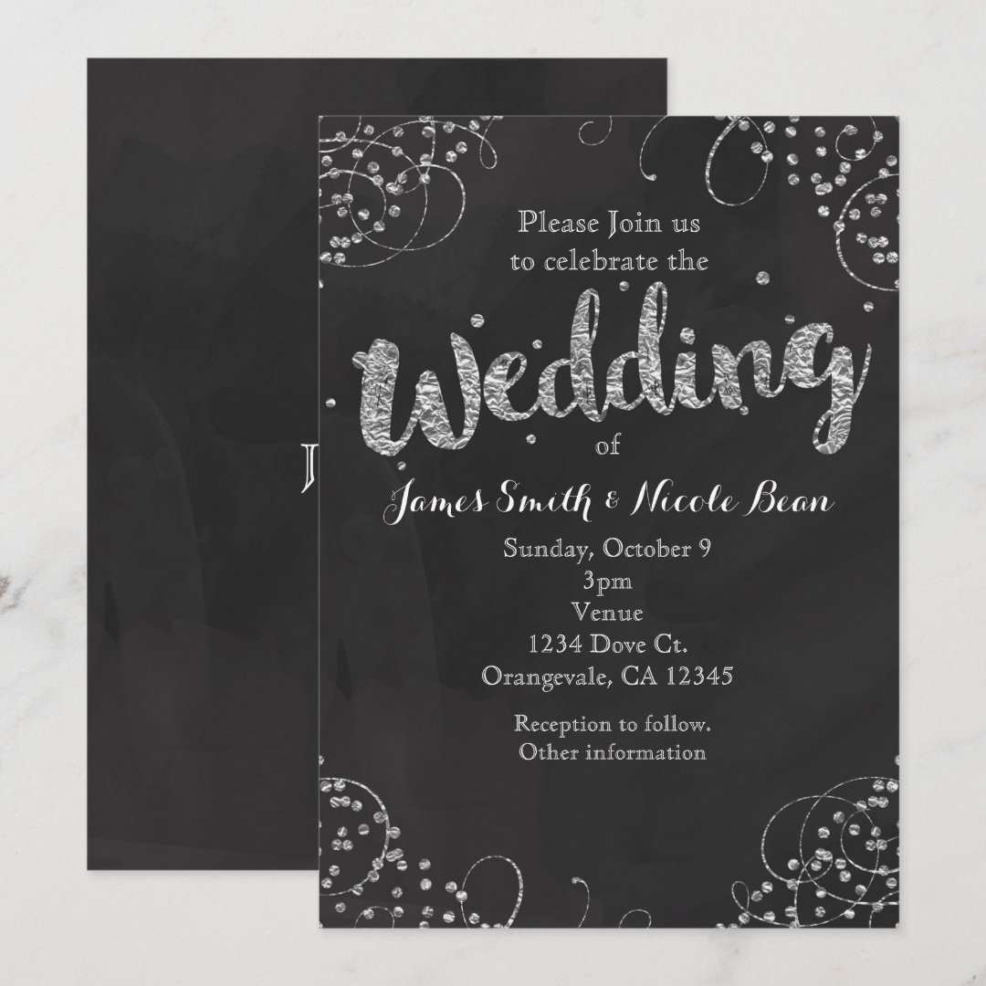 Black & Silver Elegant Wedding Invitation | Zazzle