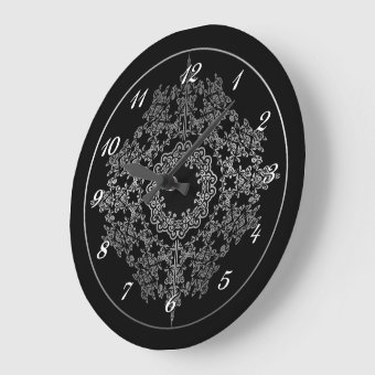 Black & Silver Filigree Motif Wall Clock | Zazzle