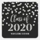 Black Silver Glitter Confetti Graduation 2020 Square Sticker | Zazzle