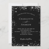 Black silver glitter elegant wedding invitation | Zazzle