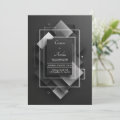 Black Silver Glitter Geometric Diamond Layered Invitation | Zazzle