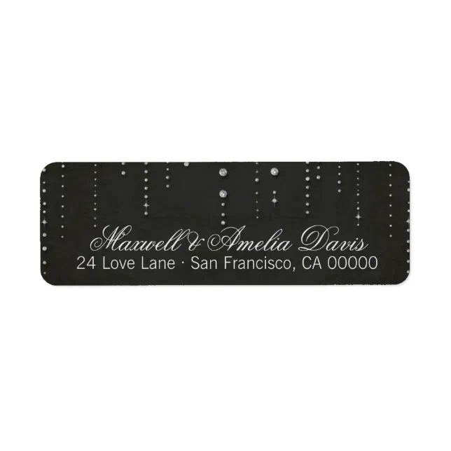 Black & Silver Glitter Look Wedding Label | Zazzle