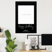 Black & Silver Happy Birthday Photo Frame Prop Poster | Zazzle