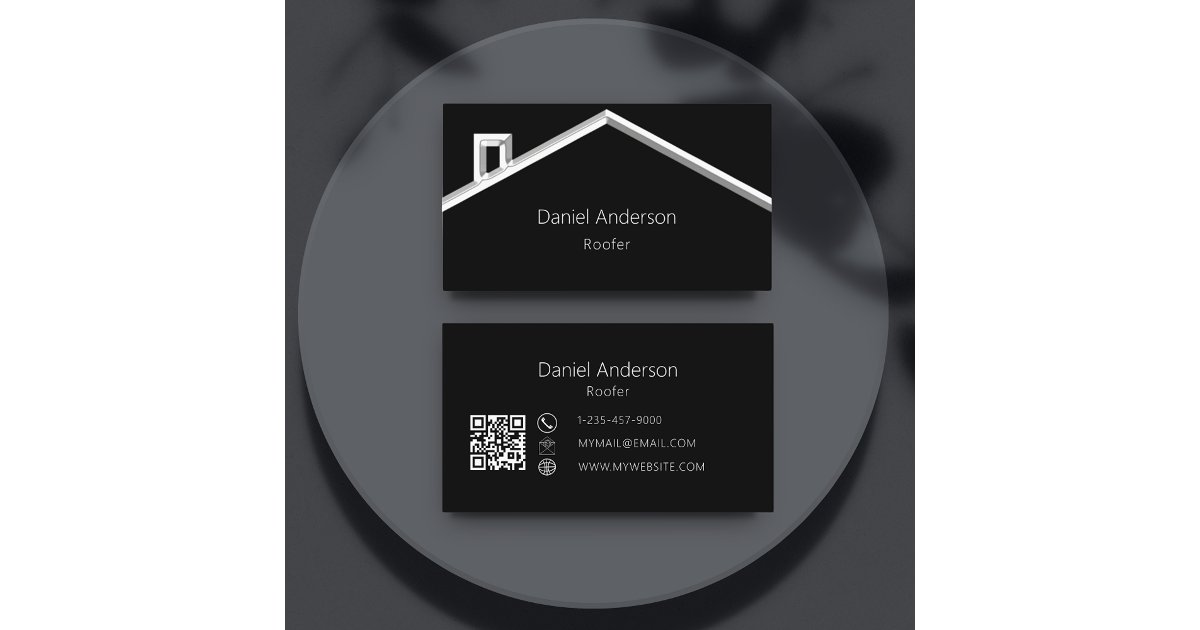 Black silver house roof modern QR code Business Card | Zazzle