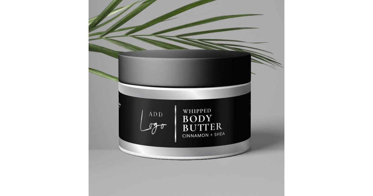 Black & Silver Logo Cosmetic Jar Wrapper Label | Zazzle