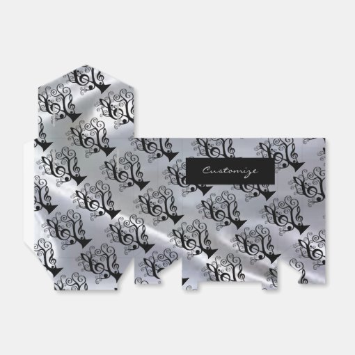 Black & Silver Music Treble Clef Tree Favor Box | Zazzle