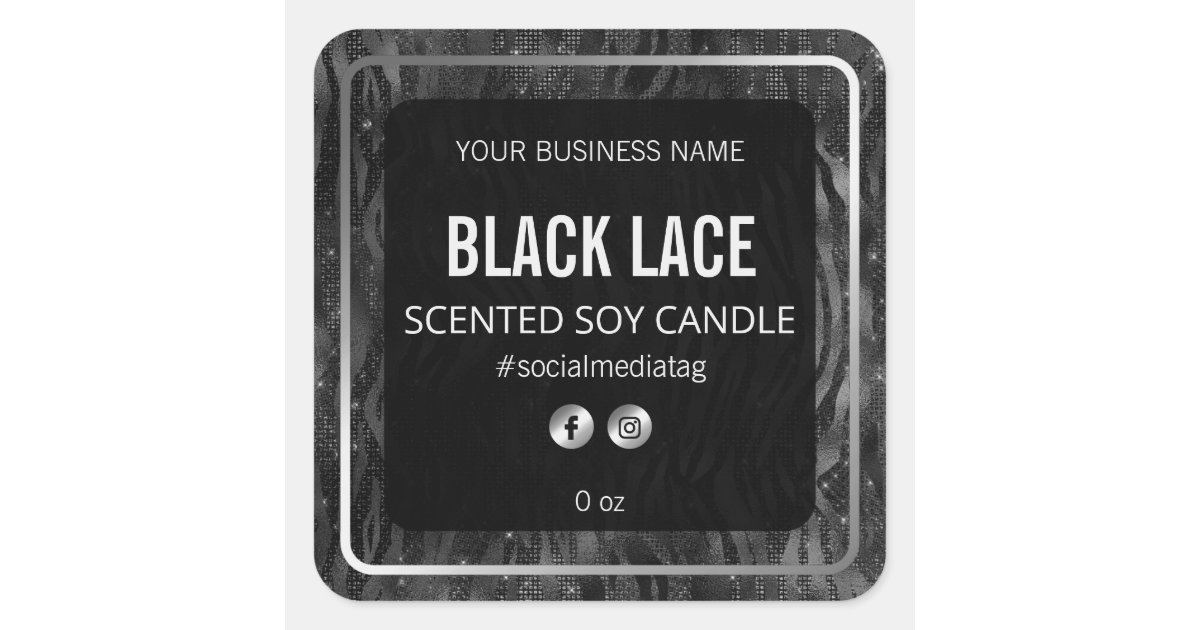 Black Silver Sparkle Zebra Print Product Labels | Zazzle