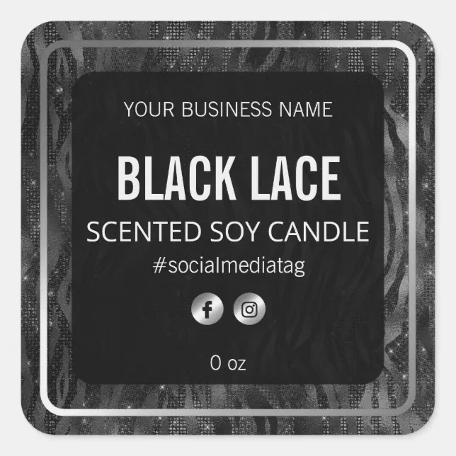 Black Silver Sparkle Zebra Print Product Labels | Zazzle
