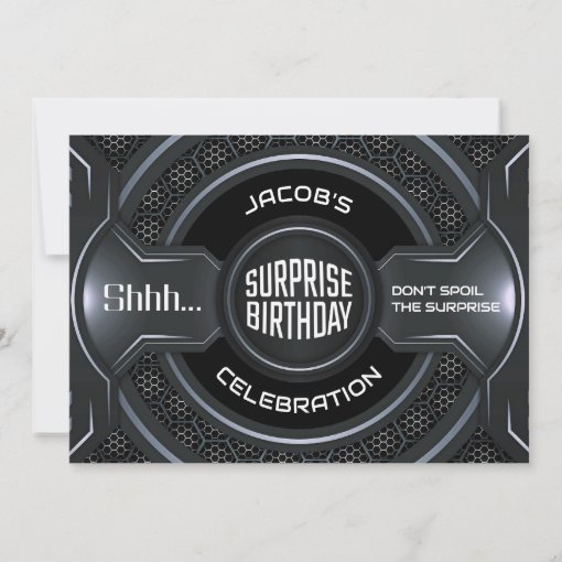 Black Silver Surprise 21st Birthday Party Invitation | Zazzle
