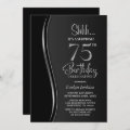Black Silver Surprise 75th Birthday Invitation | Zazzle