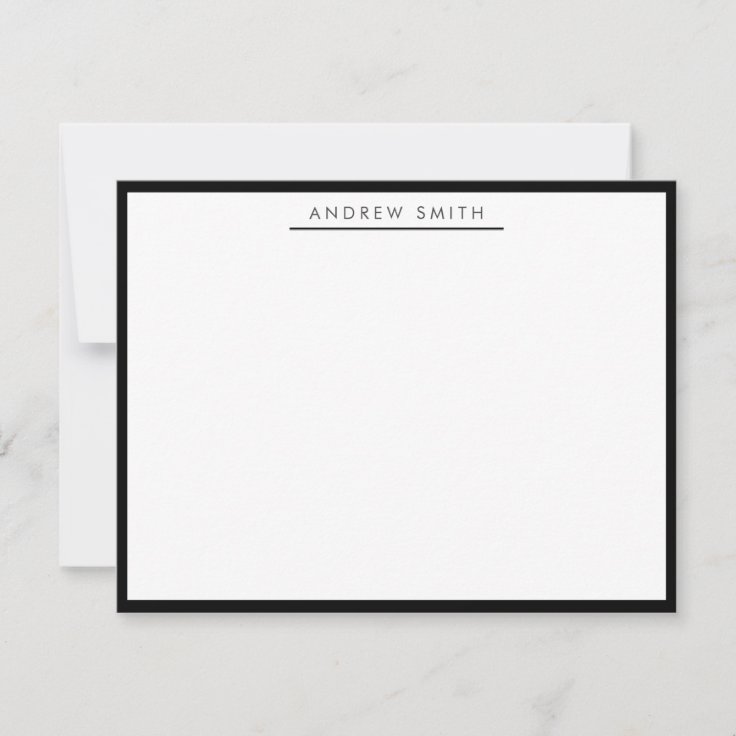 Black Simple Line Modern Stylish Classic Elegant Note Card | Zazzle