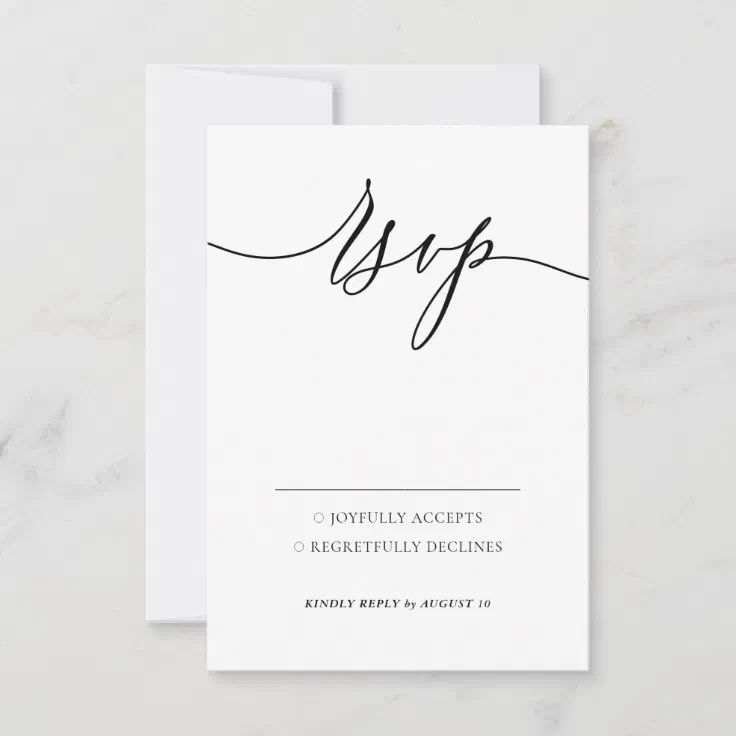 Black Simple Minimal Modern Kindly Reply RSVP Card | Zazzle