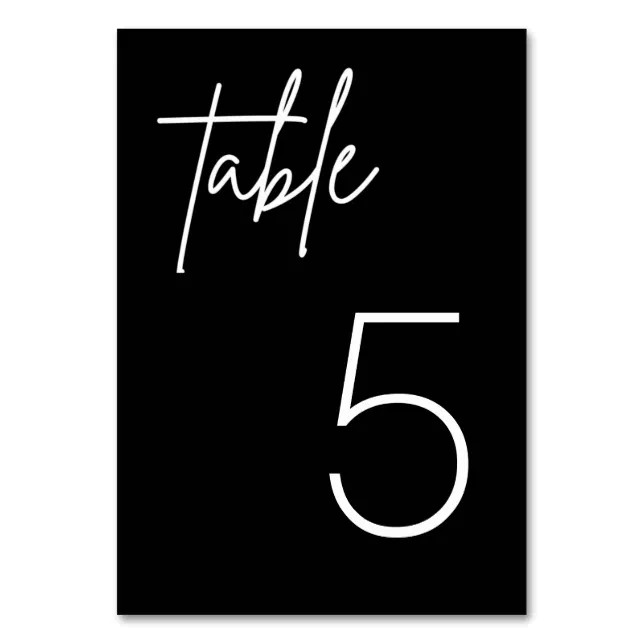 Black Simple Minimalist Wedding Table Card | Zazzle