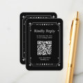 Black Skeleton Halloween Wedding RSVP Qr Code Enclosure Card | Zazzle