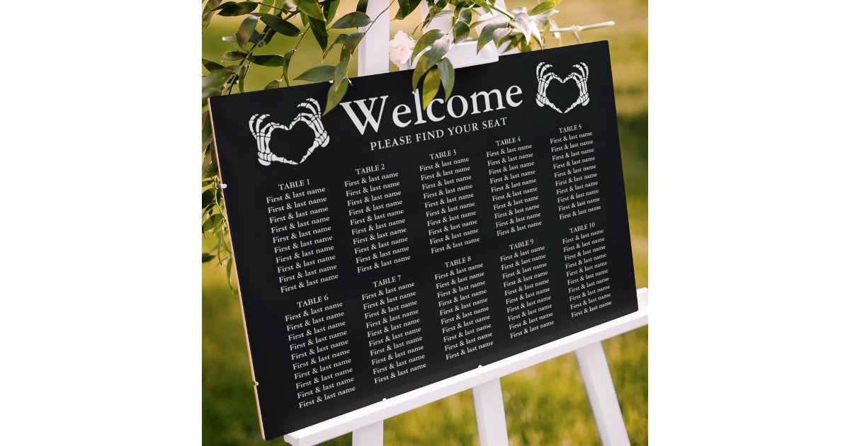 Black Skeleton Til Death Wedding Seating Chart Foam Board | Zazzle