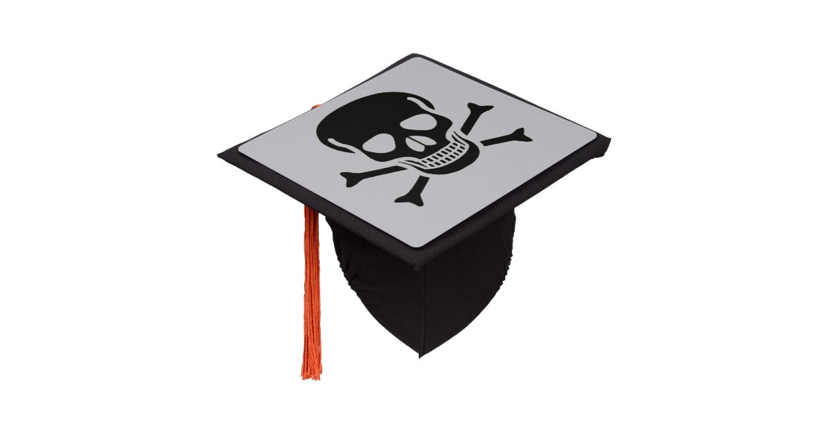Black Skull gray graduation cap | Zazzle