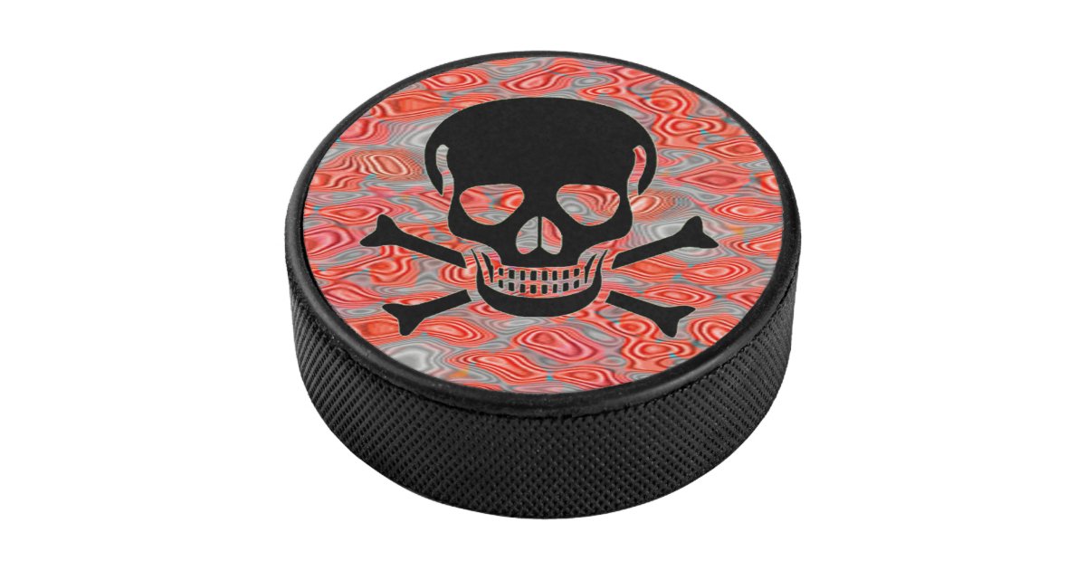 Black Skull lava hockey puck | Zazzle