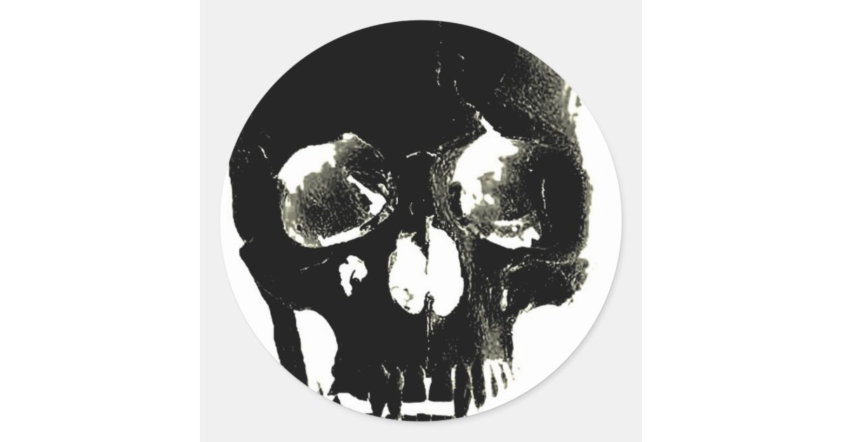 Black Skull - Negative Image Classic Round Sticker | Zazzle