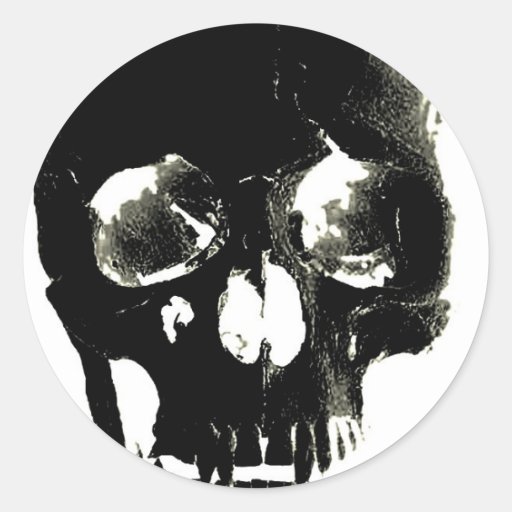 Black Skull - Negative Image Classic Round Sticker | Zazzle