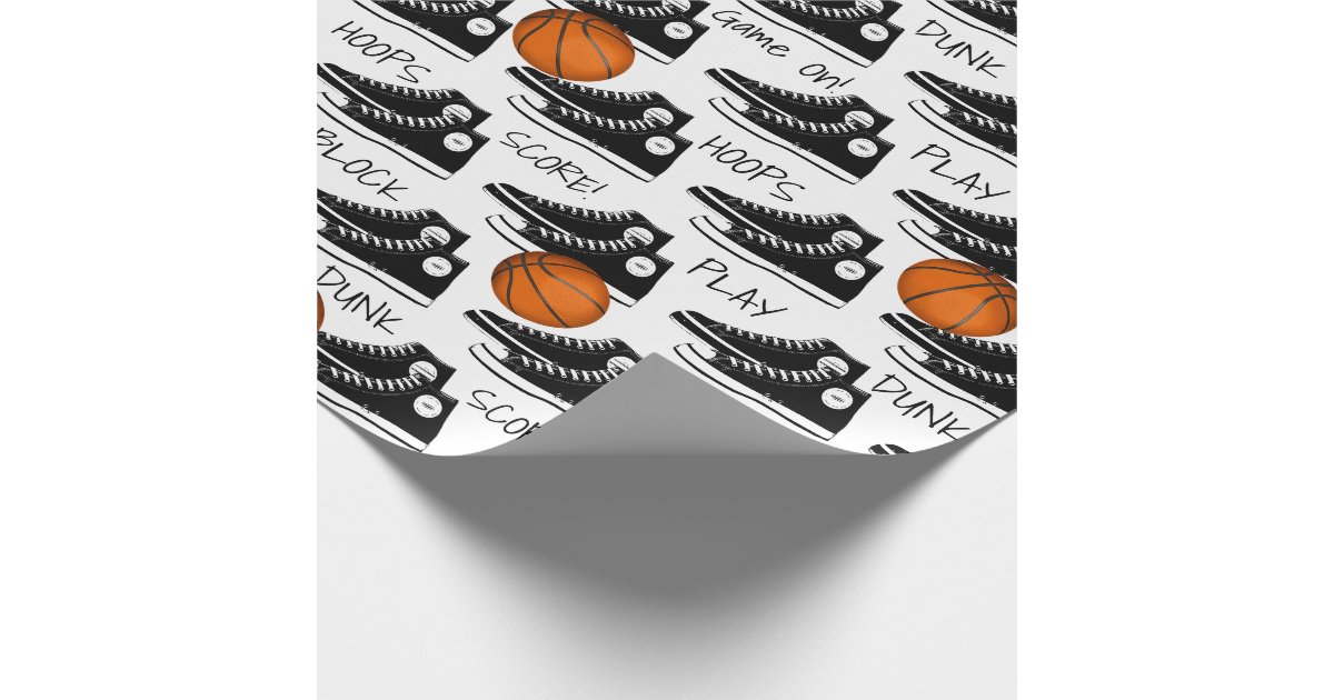 Black Sneakers with Basketball Wrapping Paper | Zazzle