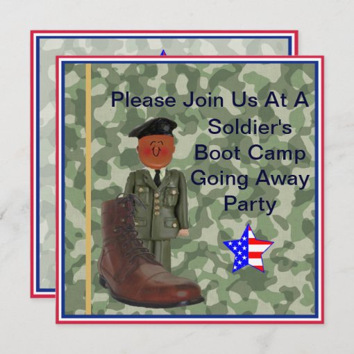 Black Soldier Boot Camp Going Away Invitation | Zazzle