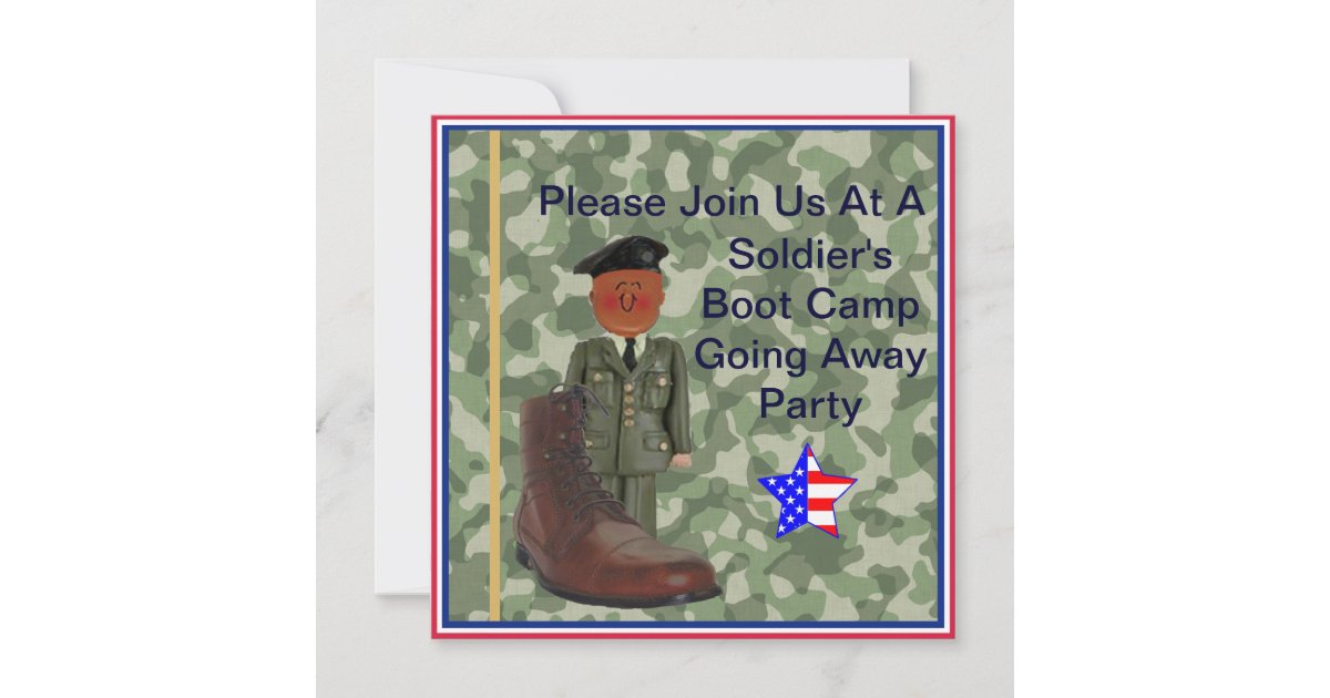 Black Soldier Boot Camp Going Away Invitation | Zazzle