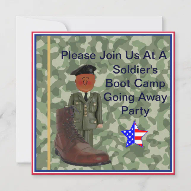 Black Soldier Boot Camp Going Away Invitation | Zazzle