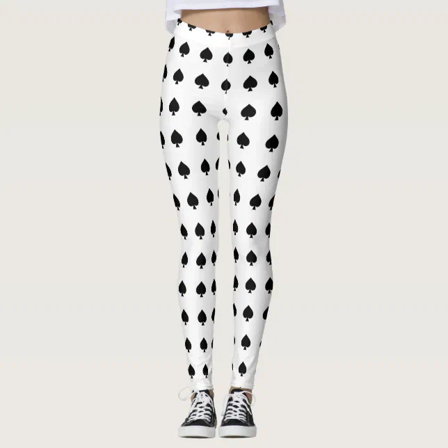 black spades pattern on white leggings | Zazzle